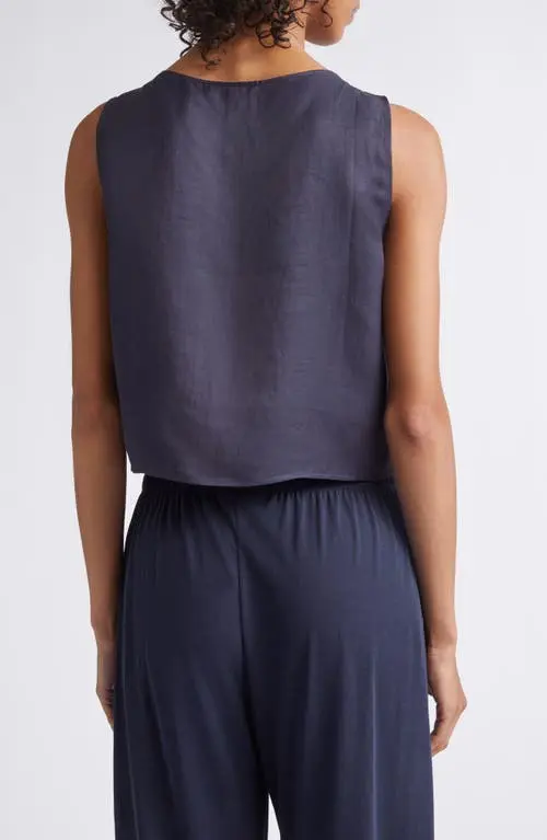 LESET Linen Blend Sleeveless Crop Top