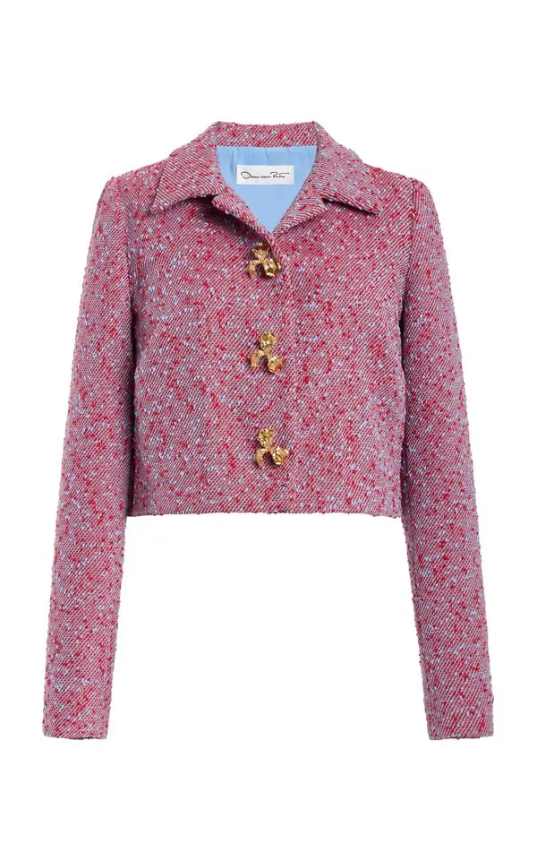 Oscar De La Renta Slubby Wool-tweed Gauze Jacket