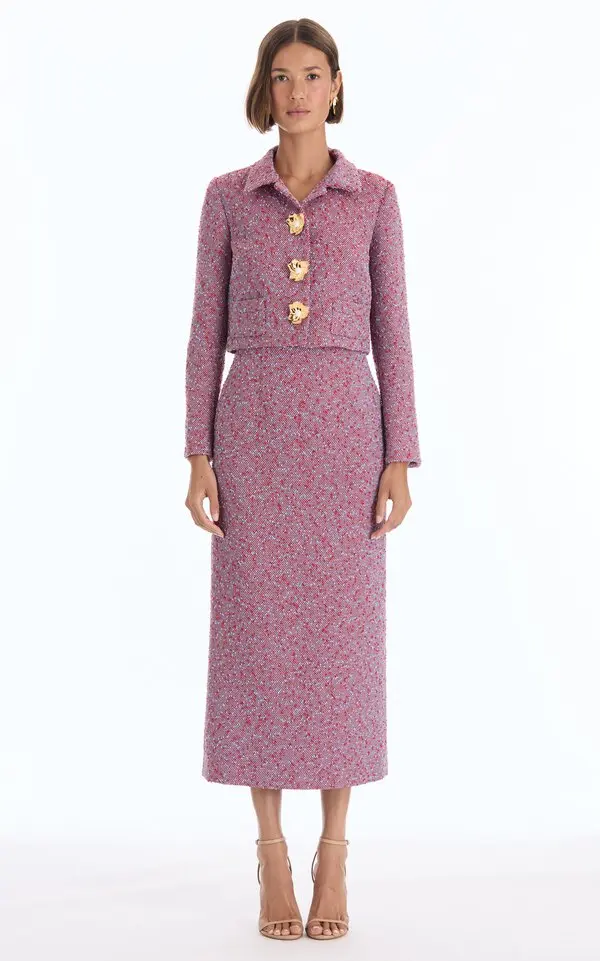 Oscar De La Renta Slubby Wool-tweed Gauze Jacket