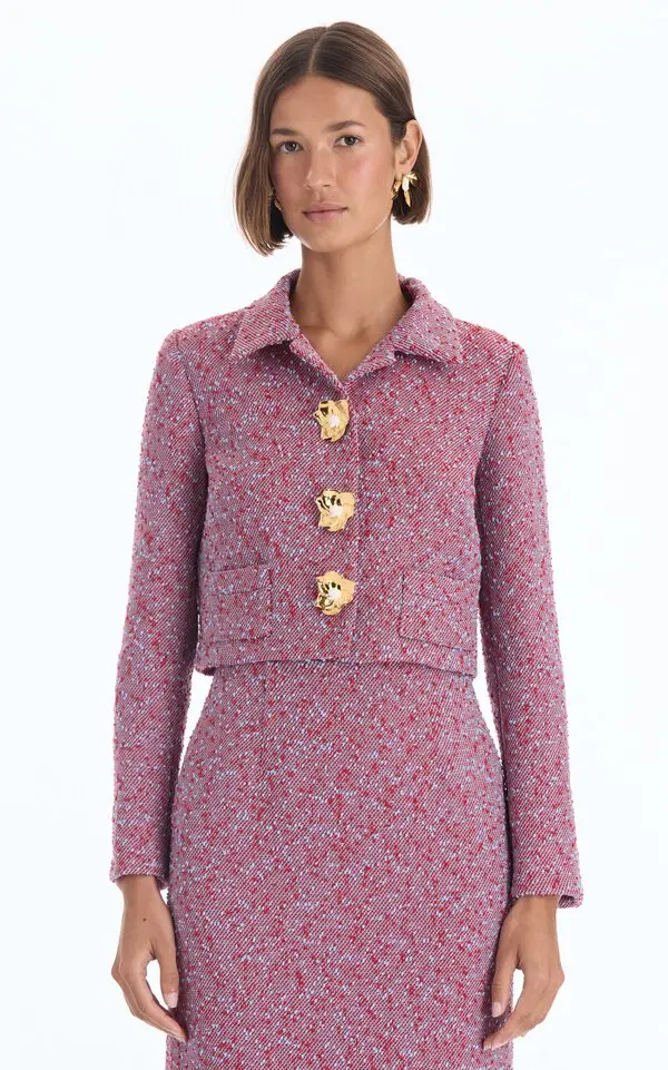 Oscar De La Renta Slubby Wool-tweed Gauze Jacket