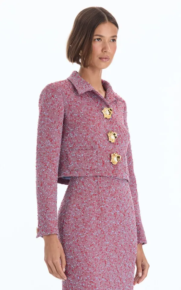 Oscar De La Renta Slubby Wool-tweed Gauze Jacket