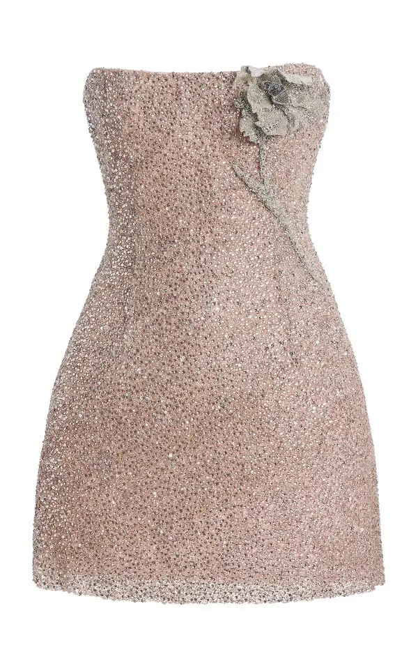 Oscar De La Renta Bead-embroidered Cocktail Mini Dress