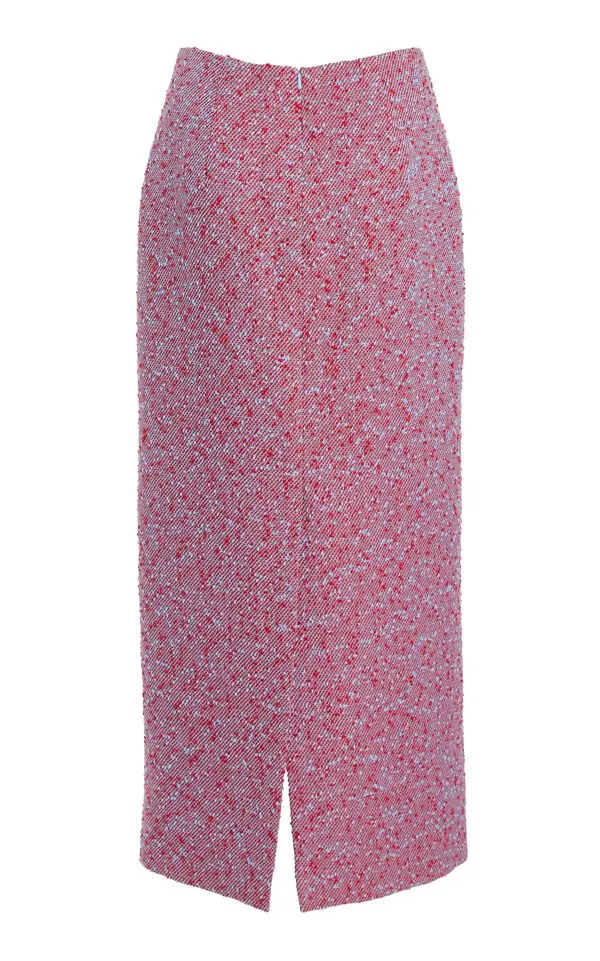 Oscar De La Renta Slubby Wool-tweed Maxi Pencil Skirt
