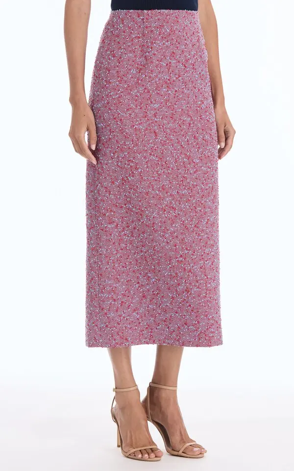 Oscar De La Renta Slubby Wool-tweed Maxi Pencil Skirt
