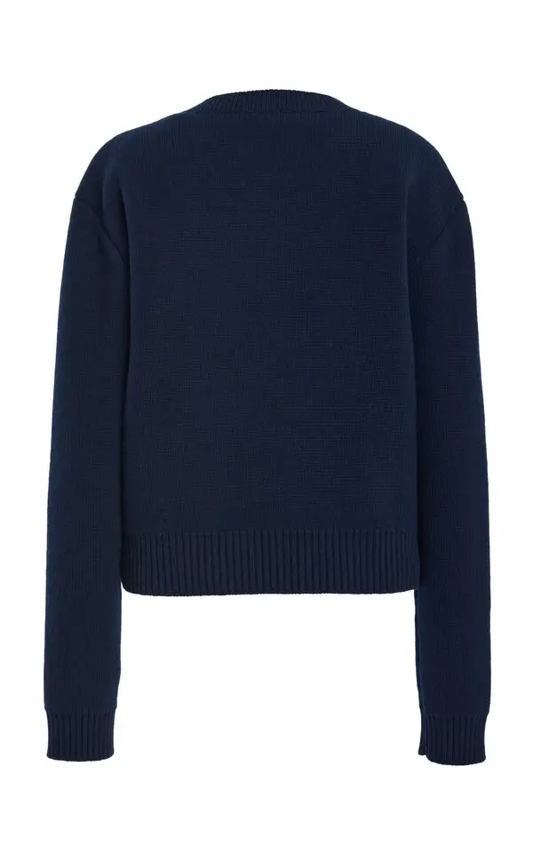 Oscar De La Renta Needle-punch Iris Wool Sweater