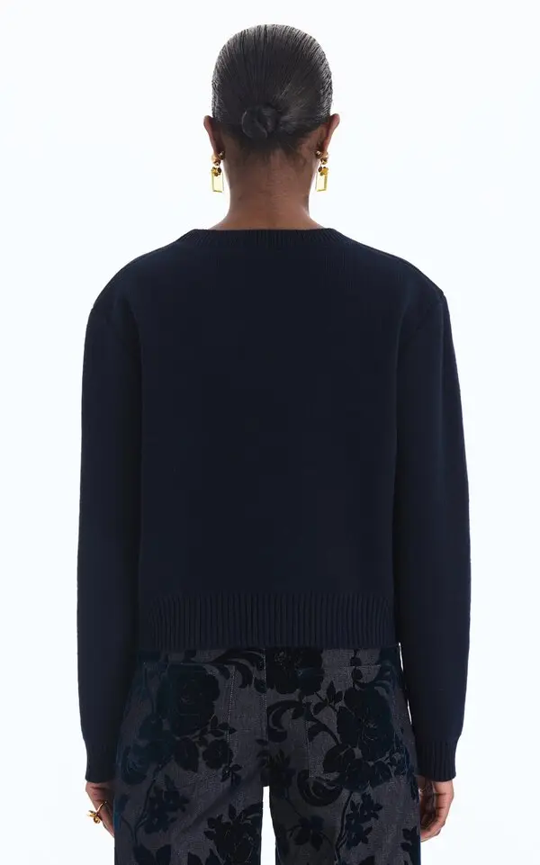 Oscar De La Renta Needle-punch Iris Wool Sweater