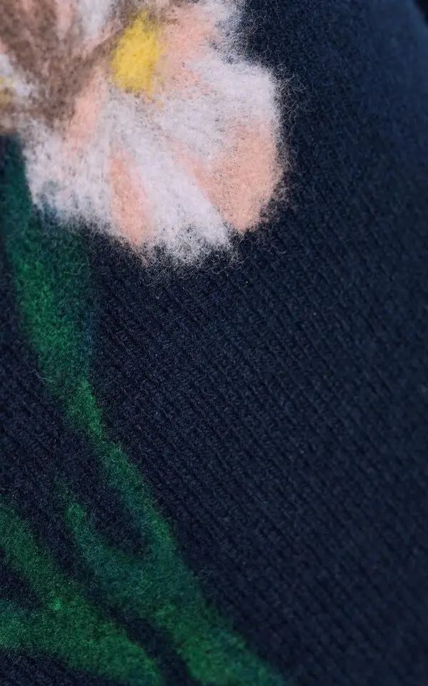 Oscar De La Renta Needle-punch Iris Wool Sweater