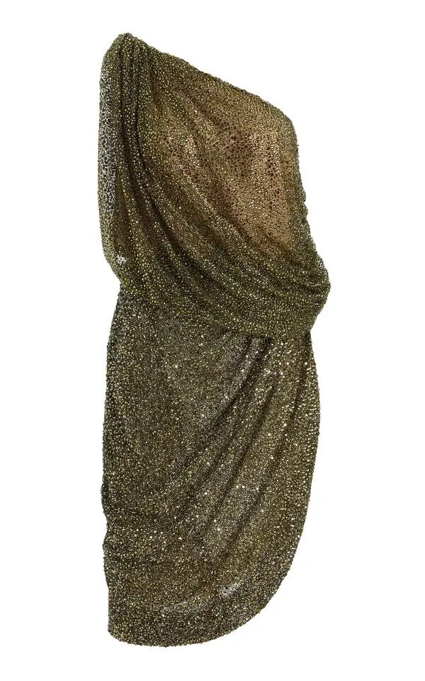 Oscar De La Renta Crystal-embroidered Mini Dress - Olive