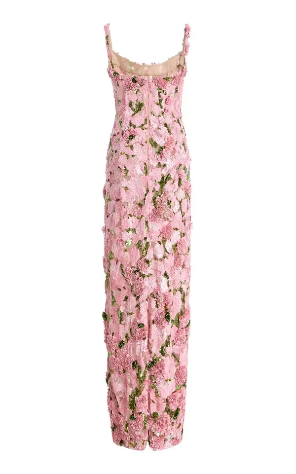 Oscar De La Renta Bead-embroidered Iris Gown