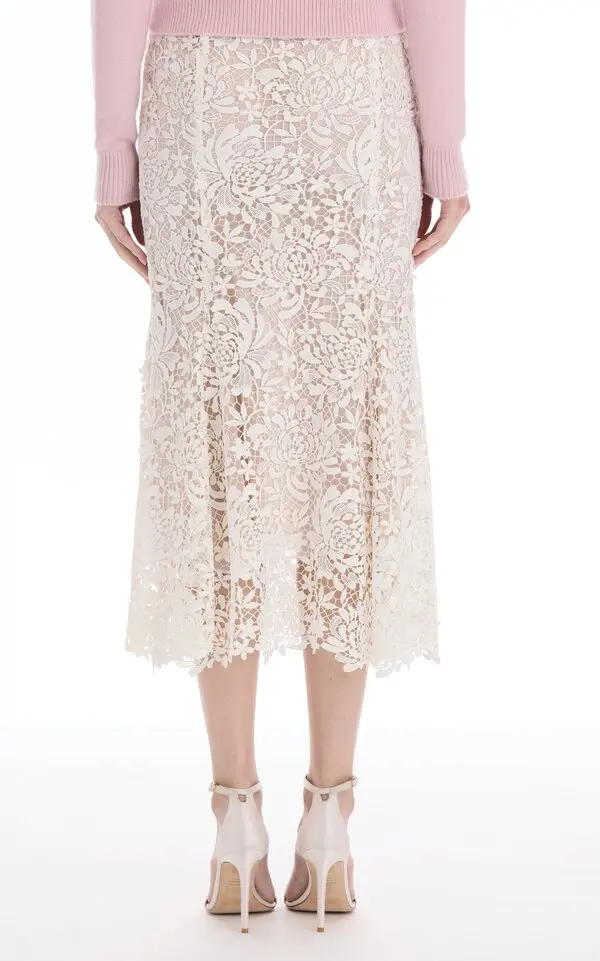 Oscar De La Renta Chrysanthemum Guipure Midi Skirt