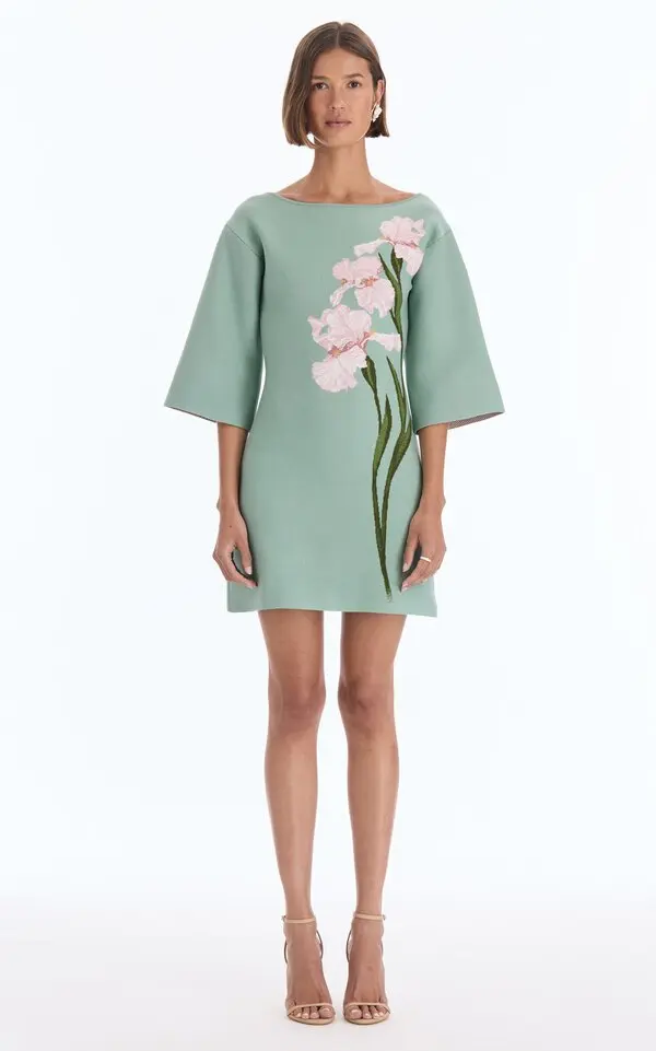 Oscar De La Renta Floral Jacquard Knit Mini Dress