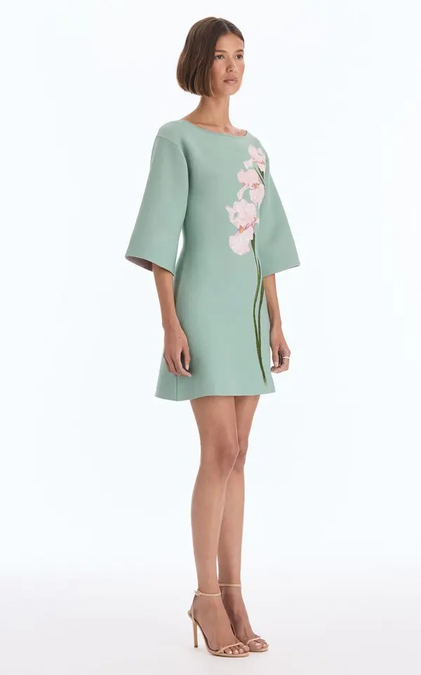 Oscar De La Renta Floral Jacquard Knit Mini Dress
