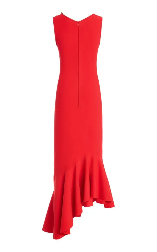 Oscar De La Renta Ruffled Knit Midi Dress