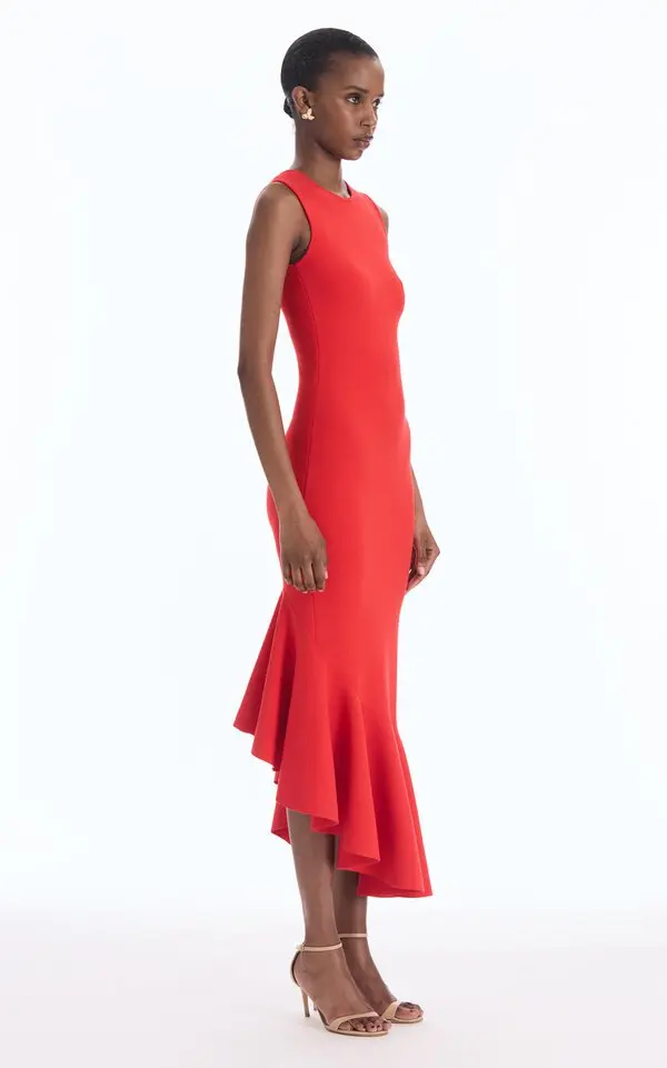 Oscar De La Renta Ruffled Knit Midi Dress