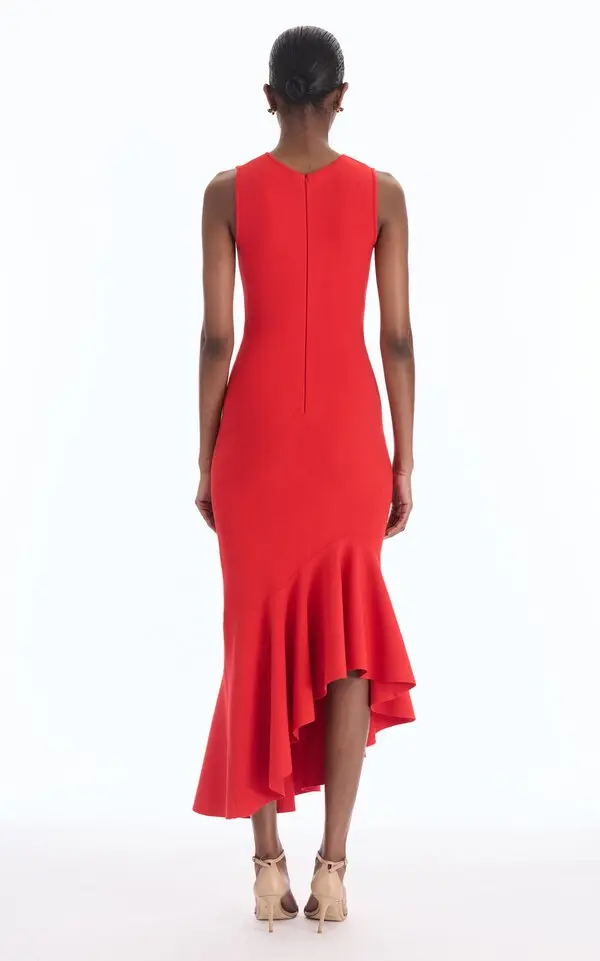 Oscar De La Renta Ruffled Knit Midi Dress