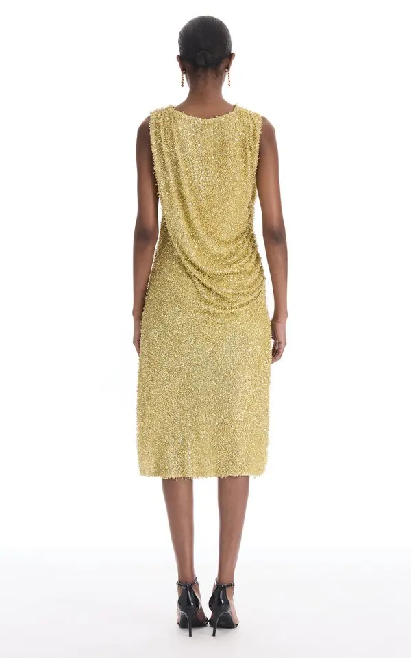 Oscar De La Renta Bead-embroidered Silk Midi Dress