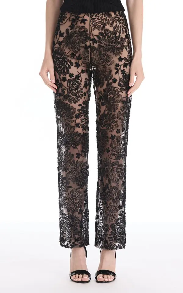 Oscar De La Renta Chrysanthemum Lace Straight-leg Pants