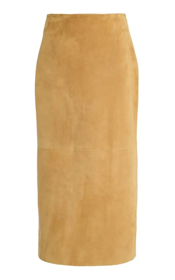 Oscar De La Renta Mid-rise Suede Pencil Skirt