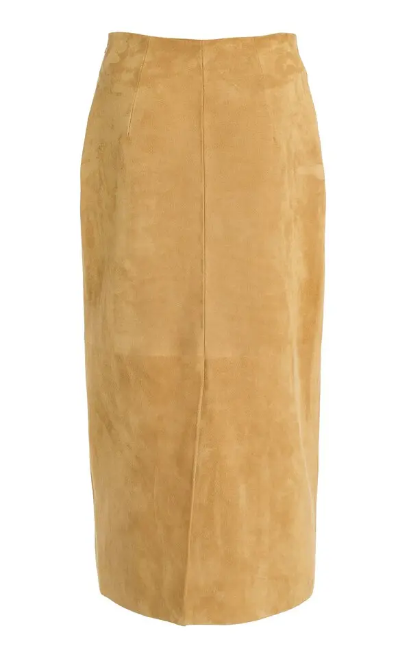 Oscar De La Renta Mid-rise Suede Pencil Skirt