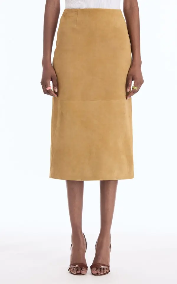 Oscar De La Renta Mid-rise Suede Pencil Skirt