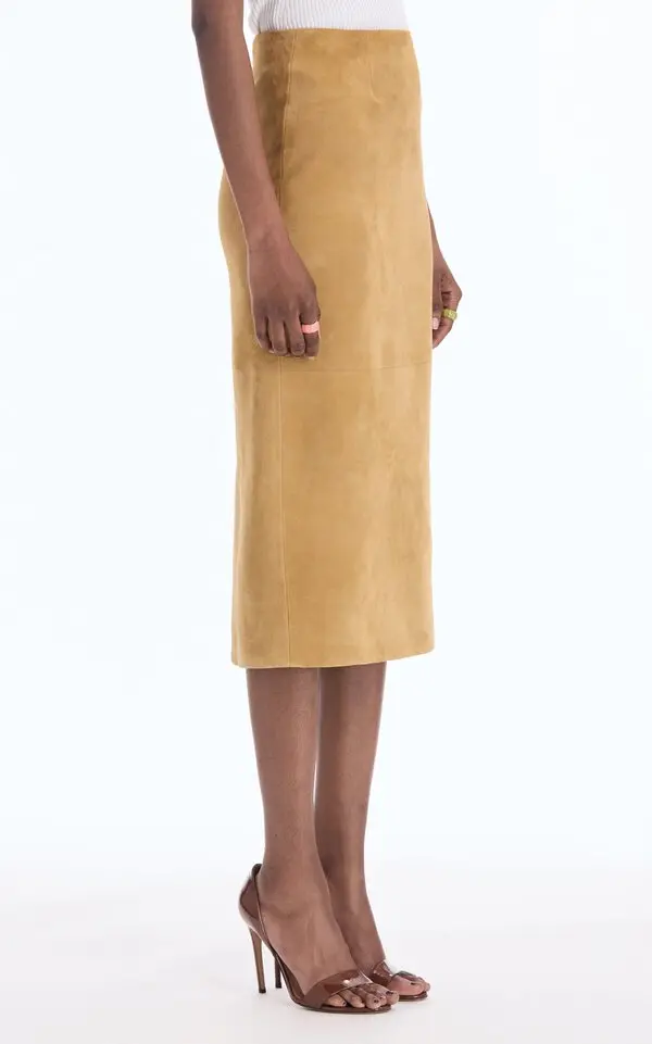 Oscar De La Renta Mid-rise Suede Pencil Skirt