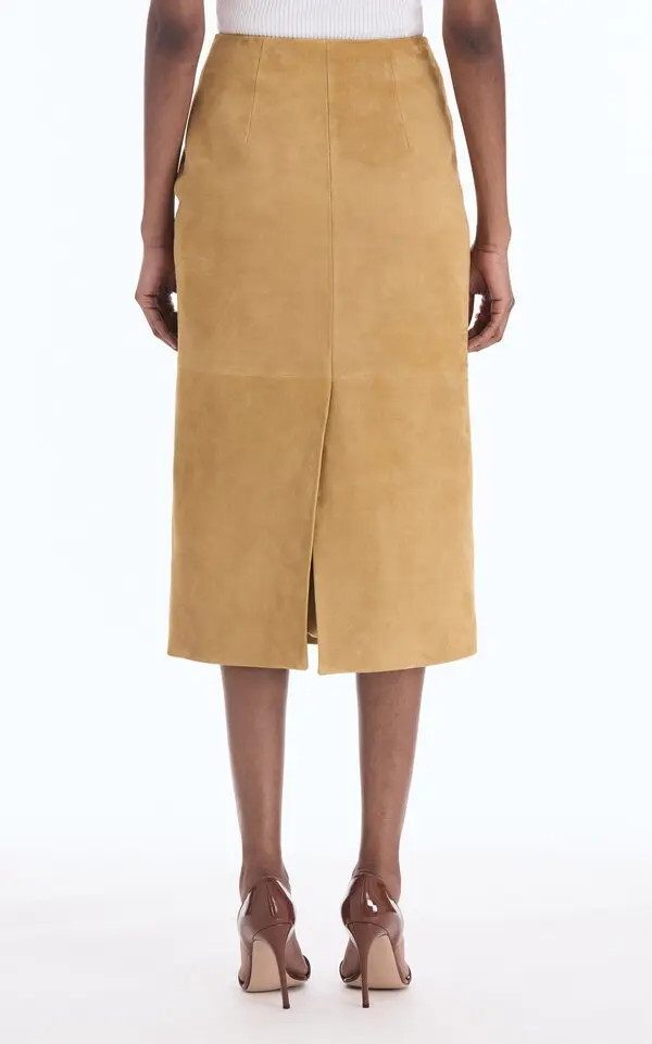 Oscar De La Renta Mid-rise Suede Pencil Skirt