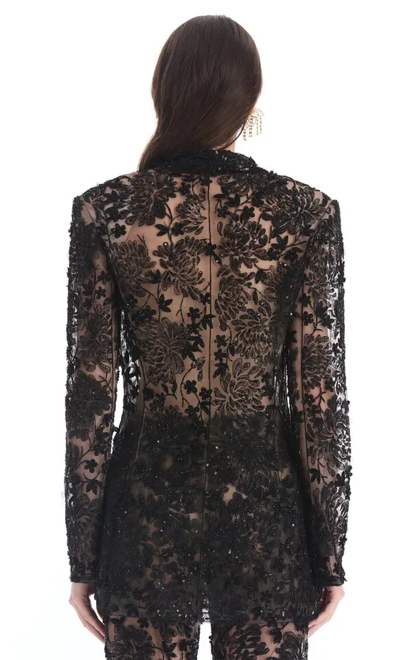 Oscar De La Renta Chrysanthemum Lace Jacket