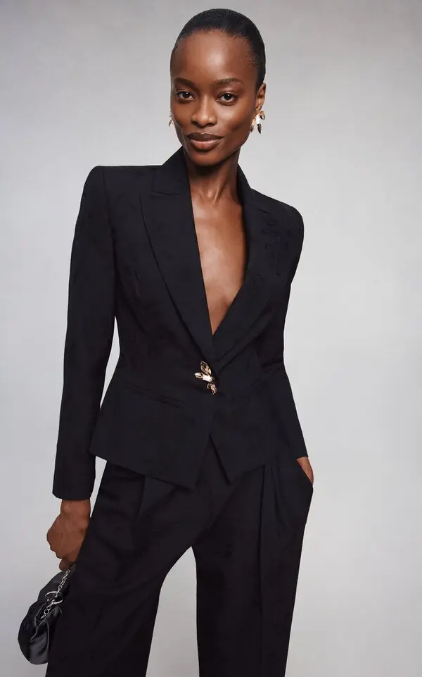 Oscar De La Renta Tailored Wool Jacquard Jacket