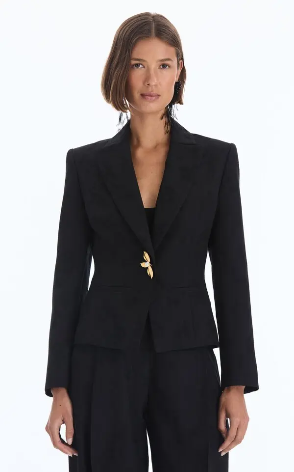 Oscar De La Renta Tailored Wool Jacquard Jacket