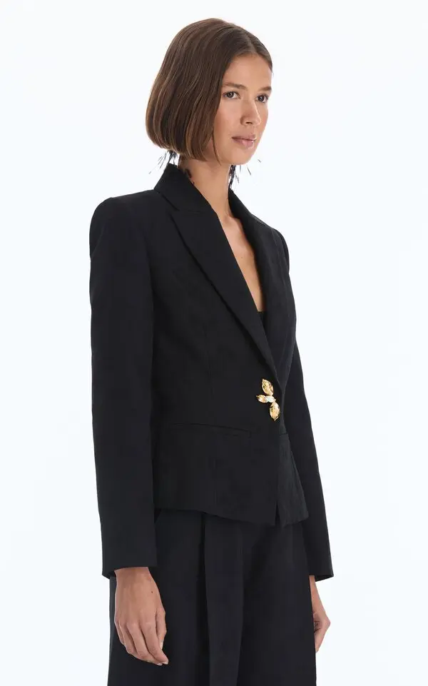 Oscar De La Renta Tailored Wool Jacquard Jacket