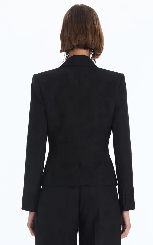 Oscar De La Renta Tailored Wool Jacquard Jacket