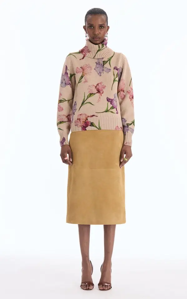 Oscar De La Renta Watercolor Iris Virgin-wool Sweater