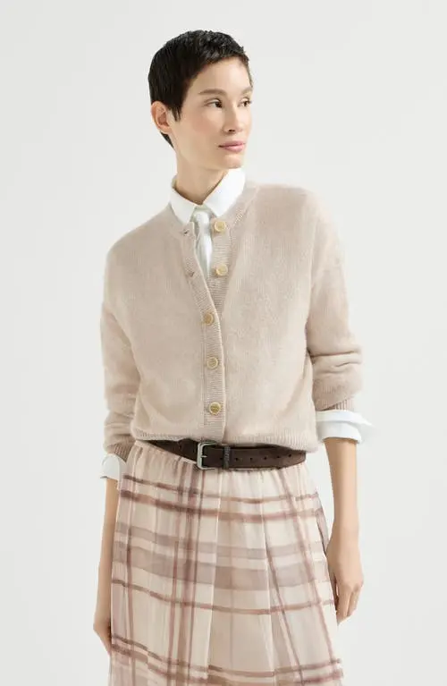 Brunello Cucinelli Sparkling Mohair And Wool Cardigan - Ivory