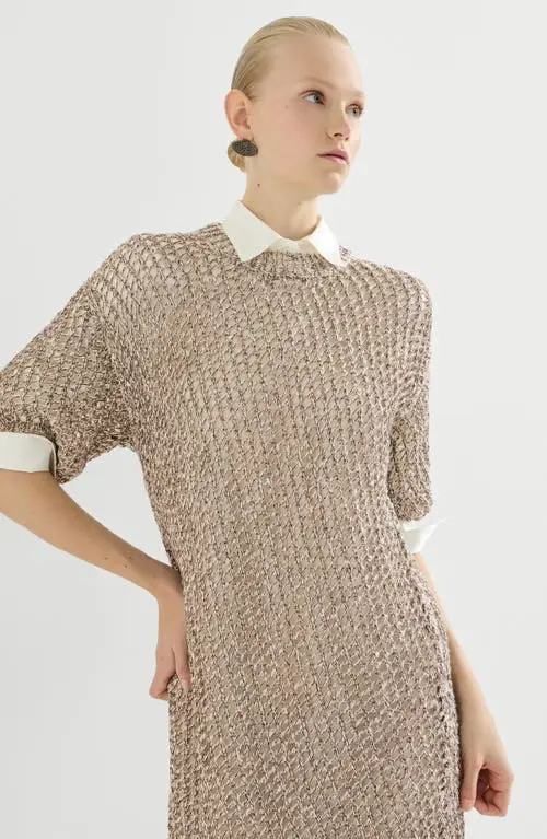 Brunello Cucinelli Dazzling Chiné Net Dress