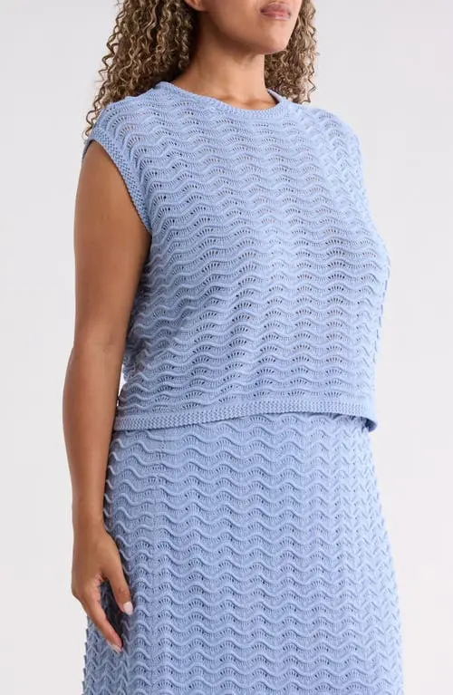 Bernardo Wave Pointelle Knit Sweater