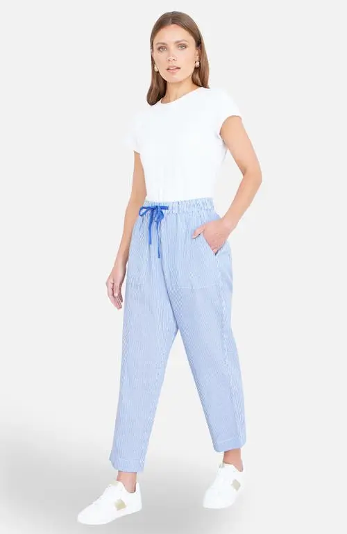YUMI Cotton Stripe Cropped Trousers