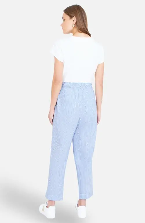 YUMI Cotton Stripe Cropped Trousers