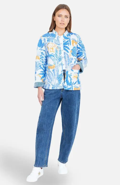 YUMI Jungle Reversible Cotton Quilted Jacket - Blue