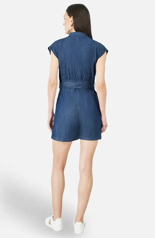 YUMI Chambray Cotton Belted Playsuit