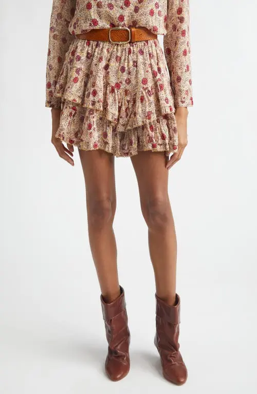Isabel Marant Étoile Jocadia Ruffle Cotton Miniskort - Ecru/raspberry