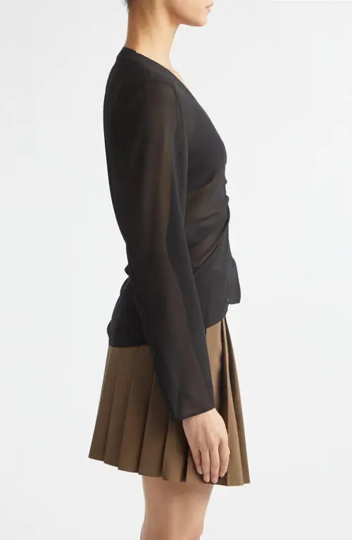 MAISON MARGIELA Gathered Sheer Chiffon Zip Top