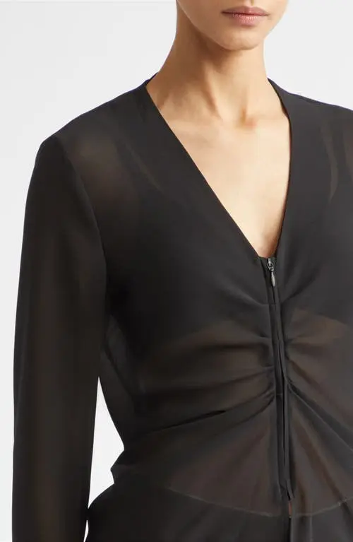 MAISON MARGIELA Gathered Sheer Chiffon Zip Top
