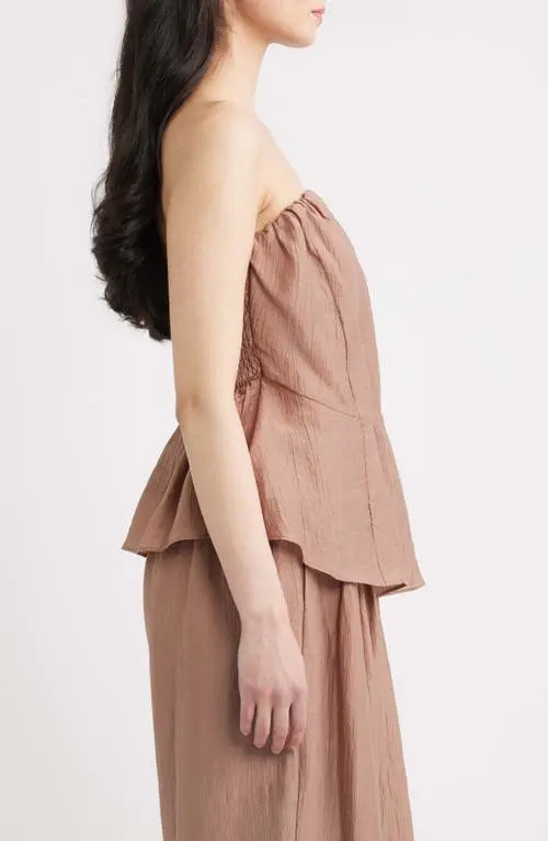 A.REN Lumin Pleated Strapless Peplum Top