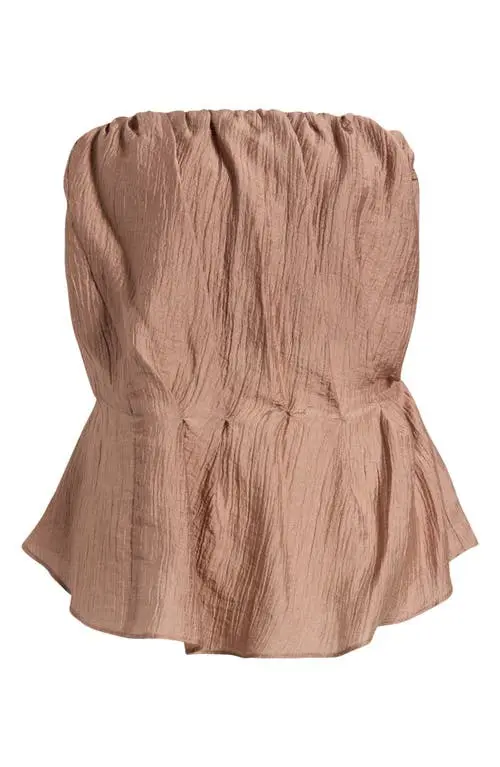 A.REN Lumin Pleated Strapless Peplum Top