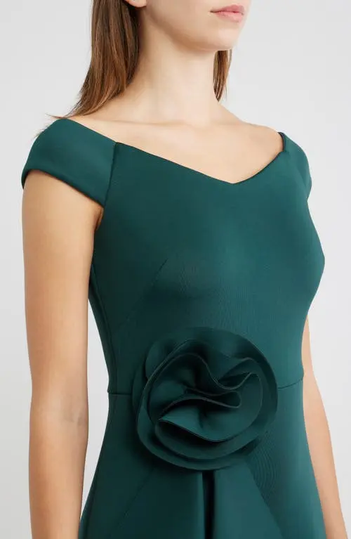 eliza j hunter green dress Eliza J Ruffle Scuba Sheath Dress in Hunter Green Size 6