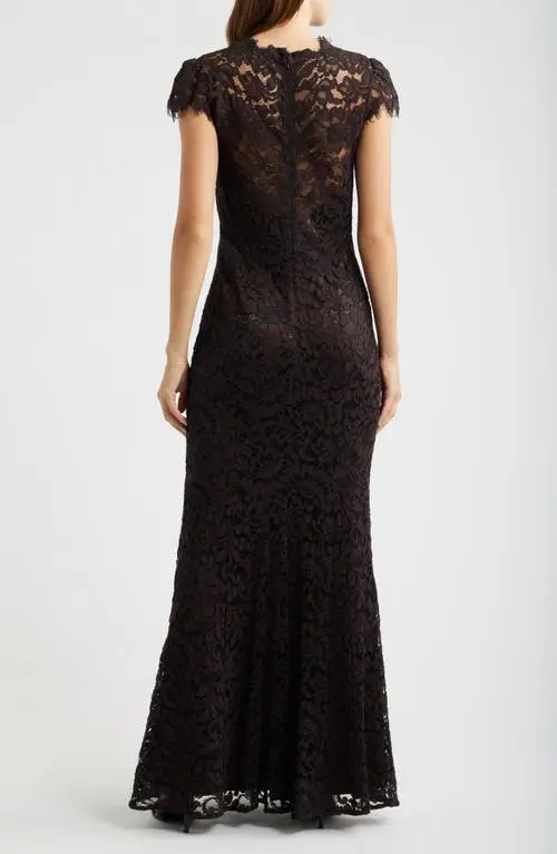 Eliza J Illusion Yoke Lace Trumpet Gown - Chc