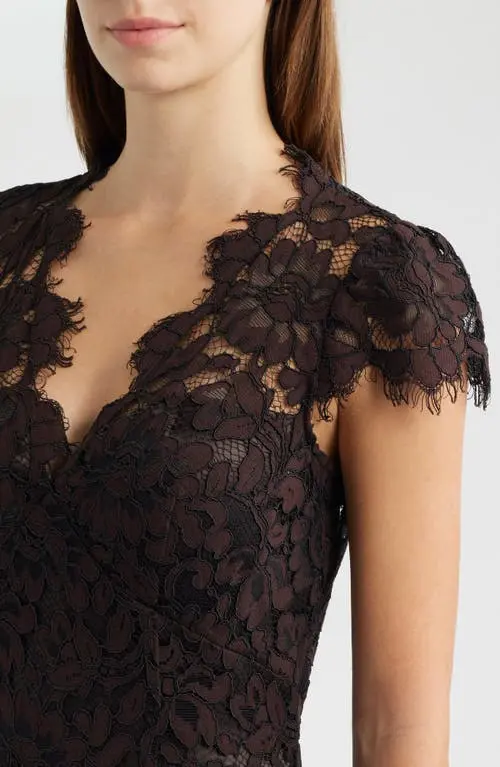 Eliza J Illusion Yoke Lace Trumpet Gown - Chc