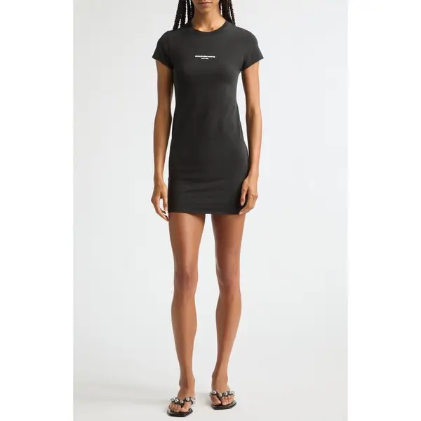 Alexander Wang Fitted Rib Stretch Cotton T-shirt Minidress - Black