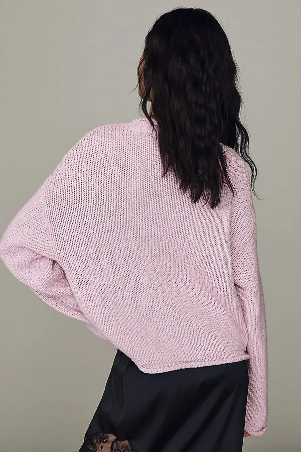 PILCRO Harlow Cotton Roll Neck Sweater - Mauve
