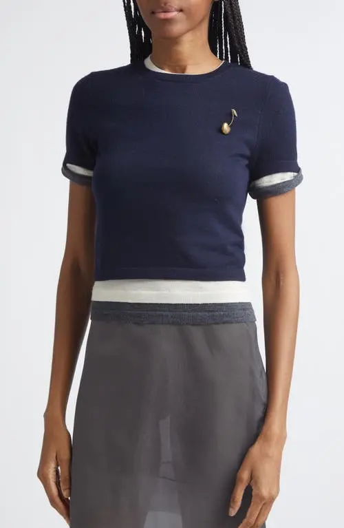 Monse Triple Layer Short Sleeve Merino Wool Sweater